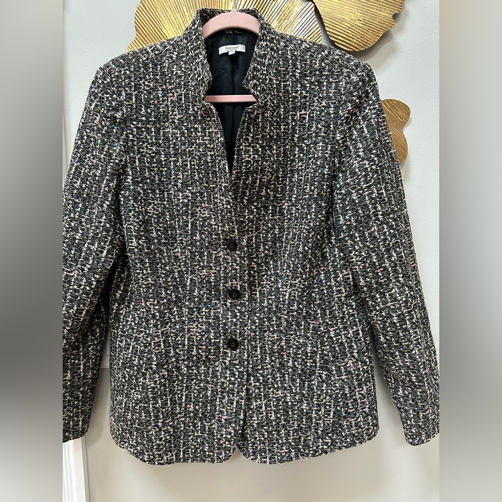 Santorelli Italy Made Black White Tweed Jacket Blazer… - Gem